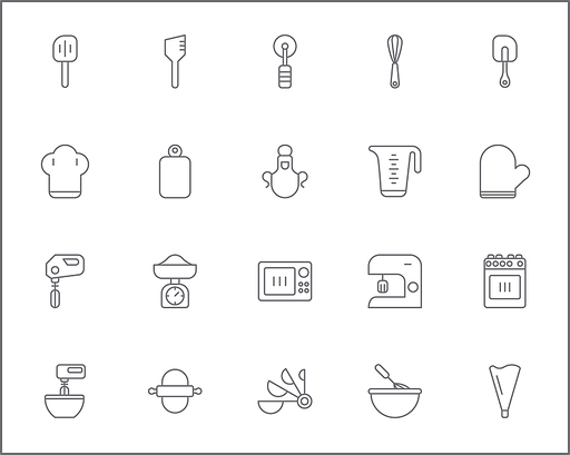 유토이미지 | Simple Set of baking tool Related Vector Line Icons. Vector ...