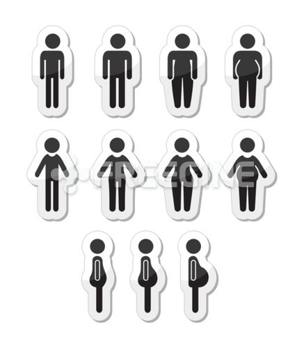 유토이미지 | Man and women body icons - slim, fat, obese, thin
