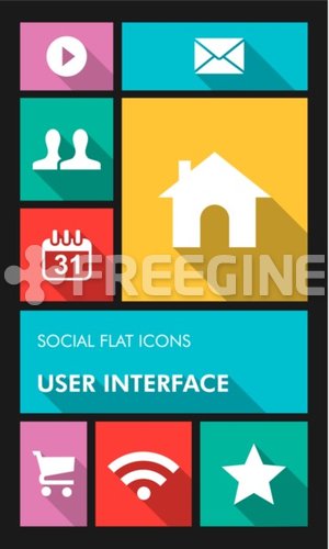 유토이미지 | Colorful social media UI apps user interface flat icons.
