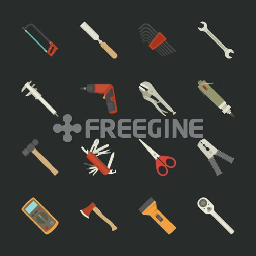 유토이미지 | Hand tools icon set , flat design