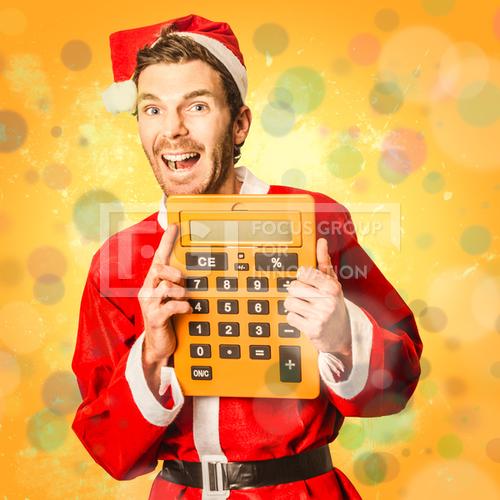 유토이미지 | Finance calculator Santa with christmas savings