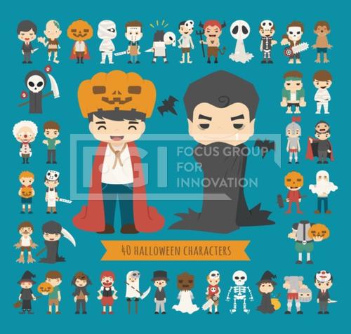 유토이미지 | Set of 40 halloween costume characters