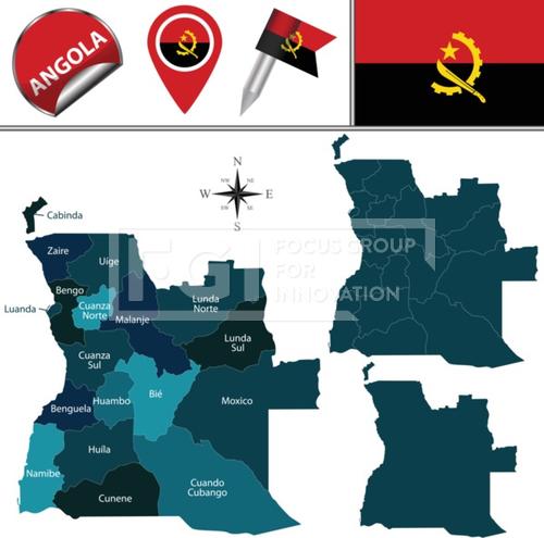 유토이미지 | Map of Angola with Named Provinces