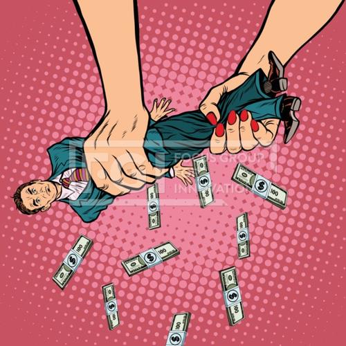 유토이미지 | Female hands squeeze men money
