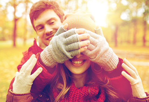 love, relationships, season and people concept - happy young couple ...
