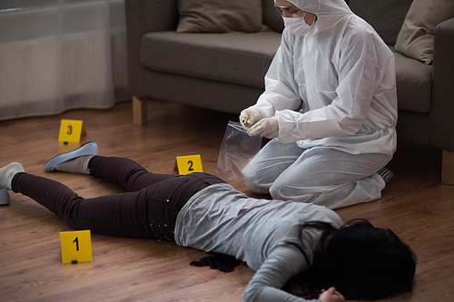 investigation, forensic examination and people concept - criminalist ...
