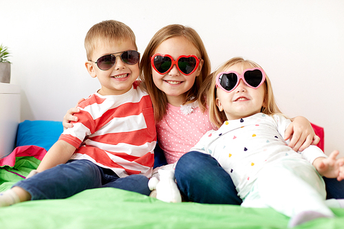 summer, valentines day and childhood concept - happy little kids in ...