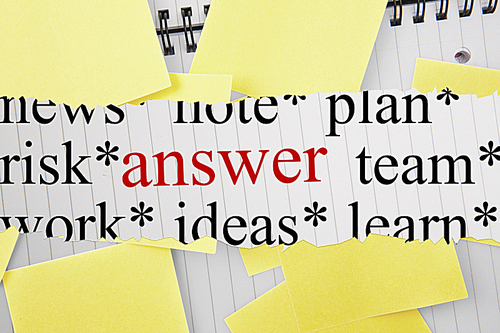 유토이미지 | Answer against sticky notes strewn over notepad