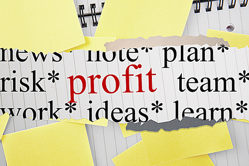 Profit against sticky notes strewn over notepad | 유토이미지 | 상세페이지 | 베이직샵 ...