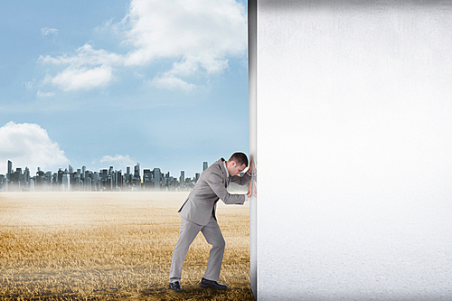 Composite image of businessman pushing away scene | 유토이미지 | 상세페이지 ...