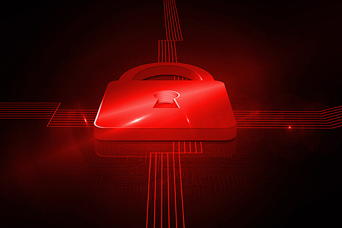 유토이미지 | Shiny red lock on black background