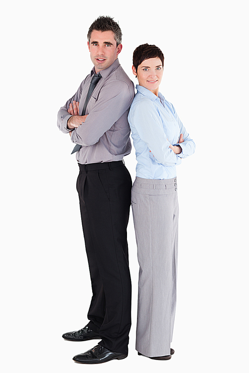 유토이미지 | Office workers standing up back to back