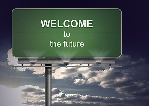 유토이미지 | Billboard spelling out welcome to the future