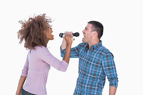 유토이미지 | Fun duo singing to each other at karaoke