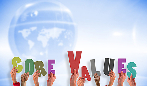 Composite image of hands holding up core values | 유토이미지 | 상세페이지 | 베이직샵 ...