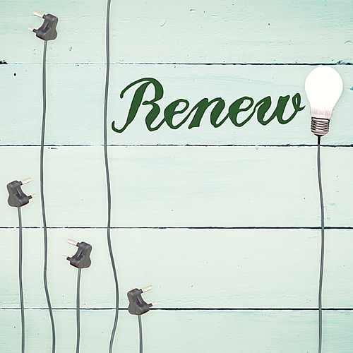 Renew against light bulbs on wooden background | 유토이미지 | 상세페이지 | 베이직샵 ...