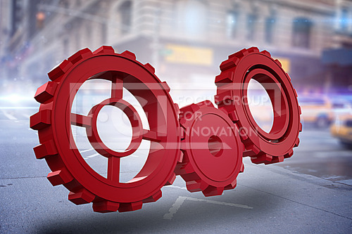 유토이미지 | Red cog and wheel against blurred new york street