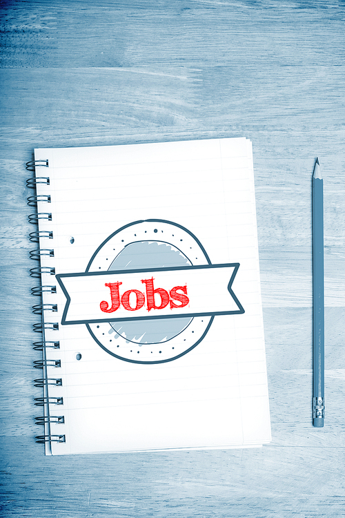 The word jobs and banner drawing against students desk | 유토이미지 | 상세페이지 ...