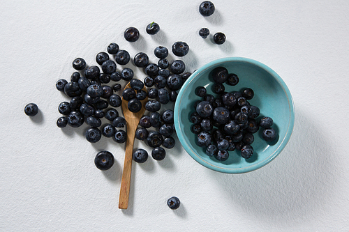 유토이미지 | Overhead view of blueberries in a bowl on white background