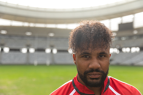 유토이미지 | Portrait close up of handsome African American male rugby ...
