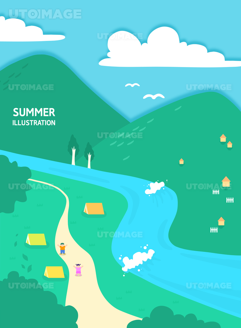 여유로운 여름 배경 일러스트11(sese) | 유토이미지 | 상세페이지 | 베이직샵 | 일러스트 | 21760184