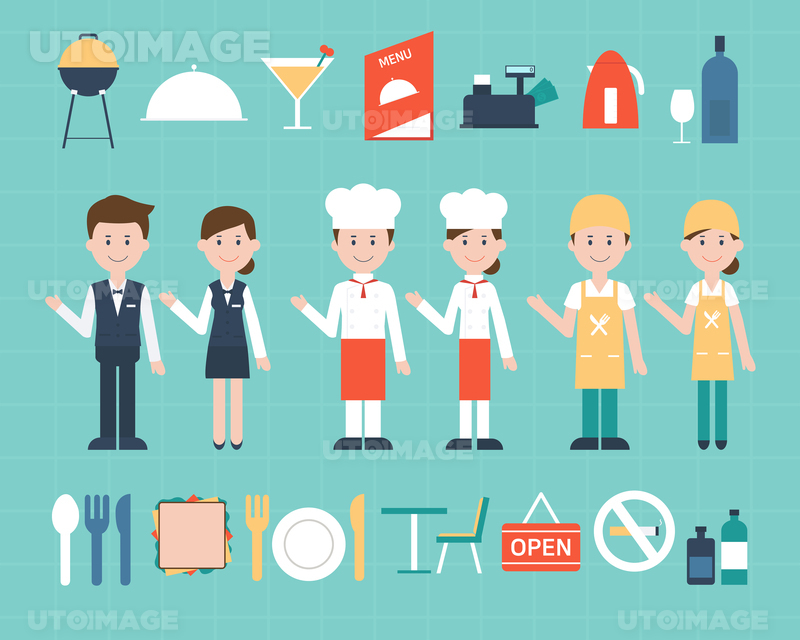 유토이미지 | 상세페이지 | 베이직샵 | 20357128 | [일러스트] 직업일러스트-식당