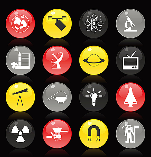 유토이미지 | Scientific buttons. Set of buttons on a science theme. A vector ...