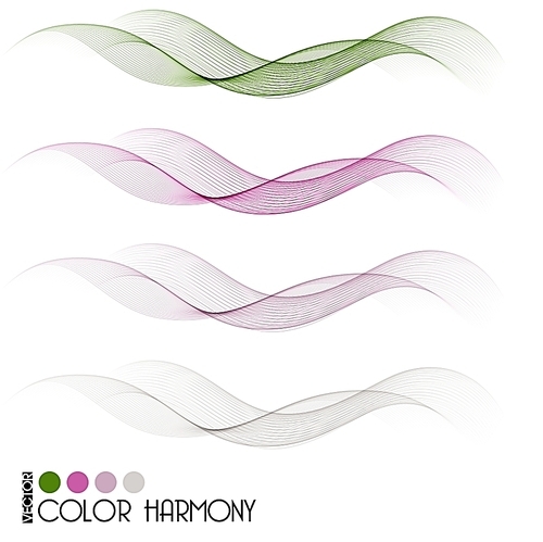 유토이미지 | Set of color curve lines design element. Vector illustration