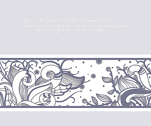 유토이미지 | fantasy ribbon with hand drawn flowers and plants