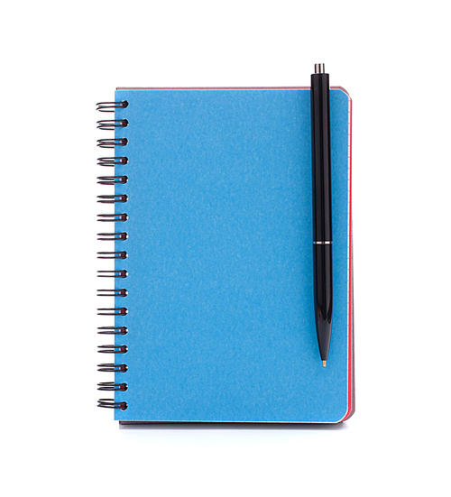 Blue cover notebook with pen isolated on white cutout | 유토이미지 | 상세페이지 ...