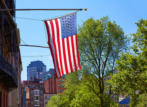 유토이미지 | American flag in Boston downtown Massachusetts USA