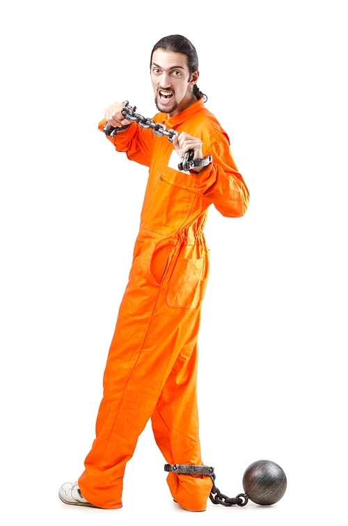 유토이미지 | Criminal in orange robe in prison