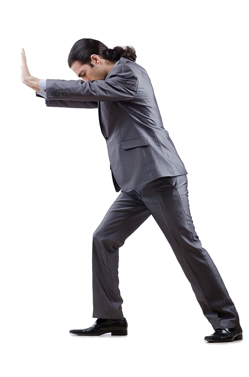 Businessman pushing away virtual obstacles | 유토이미지 | 상세페이지 | 베이직샵 | 사진 ...
