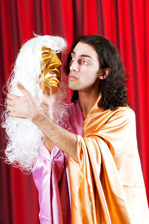 Theater concept with masked actor | 유토이미지 | 상세페이지 | 베이직샵 | 사진 | 19824500