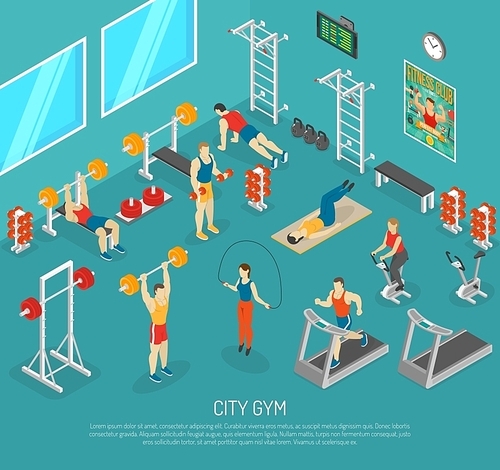 유토이미지 | City fitness workout gym center with equipment for strength and ...