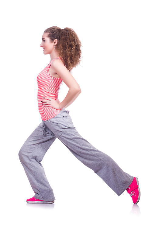 유토이미지 | Young female doing exercises on white