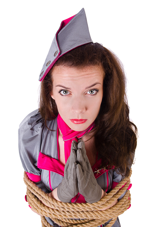 유토이미지 | Female stewardess tied with rope