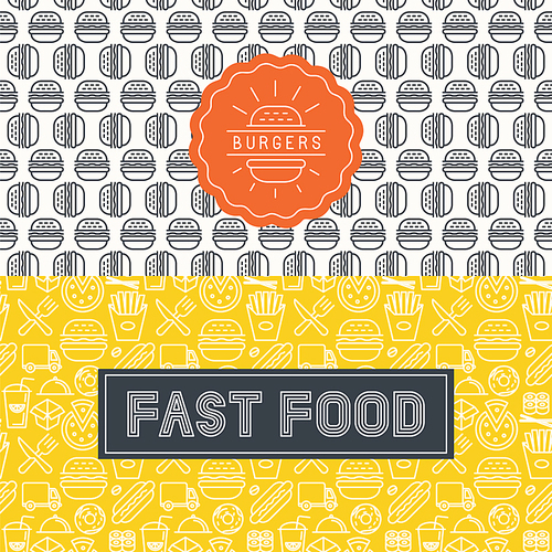 유토이미지 | Vector fast food package design elements in trendy mono line ...