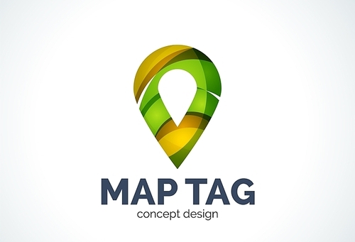 Abstract business company map tag or locator logo template, navigation ...
