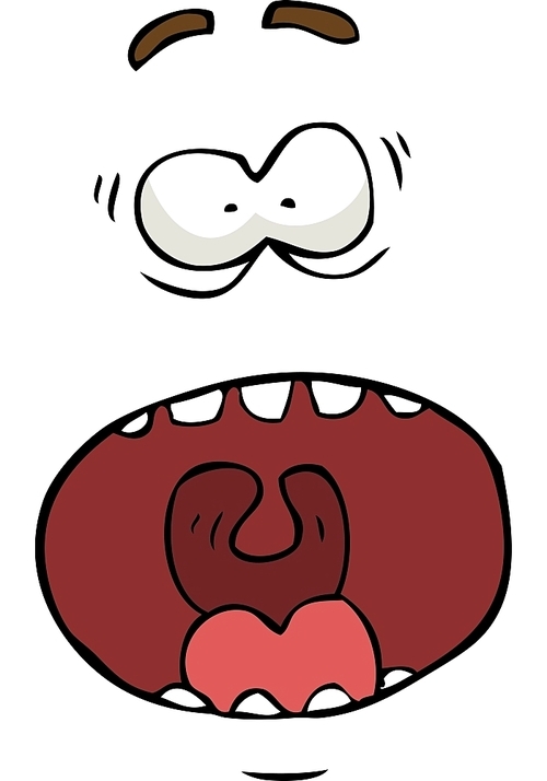 Cartoon screaming face on a white background vector illustration | 유토 ...