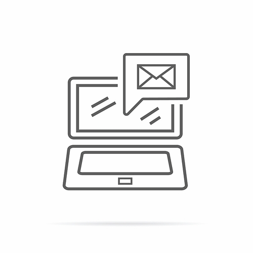 Contact concept message and laptop icon. Conceptual banner envelope ...