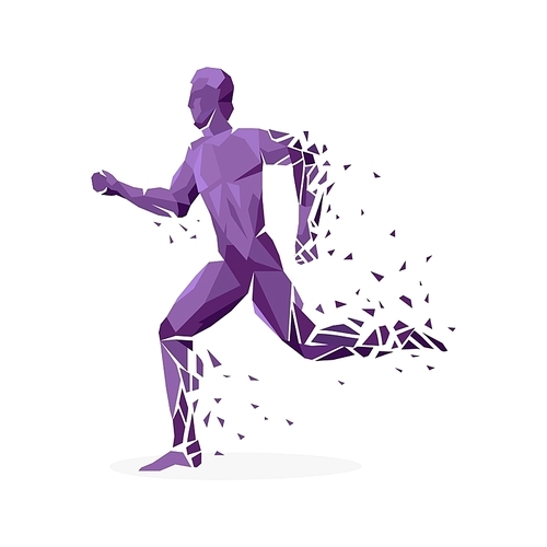 유토이미지 | Geometric particle run dance people. Colored geometric ...