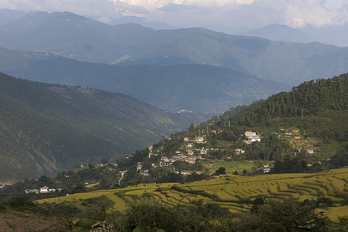 Elevated view of houses on a hill, Thimphu, Bhutan | 유토이미지 | 상세페이지 ...
