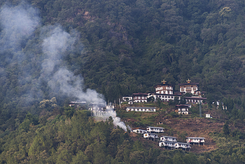 Elevated view of houses on a hill, Thimphu, Bhutan | 유토이미지 | 상세페이지 ...