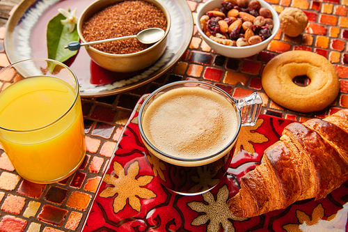 Breakfast continental with croissant coffe and orange juice | 유토이미지 ...