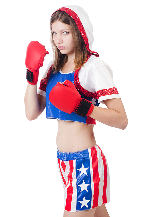 Woman boxer in uniform with US symbols | 유토이미지 | 상세페이지 | 베이직샵 | 사진 ...