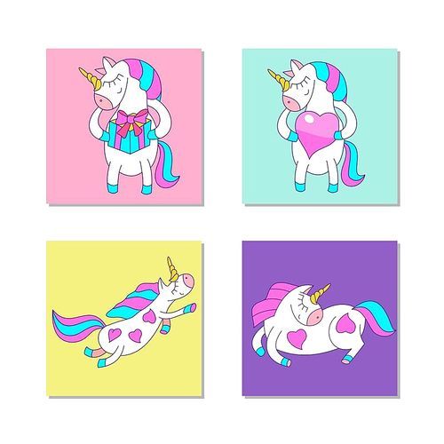 유토이미지 | Cute magical unicorns. Vector illustration. For the decoration ...