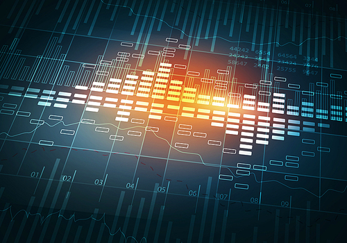 유토이미지 | Techno equalizer background with waves and streams