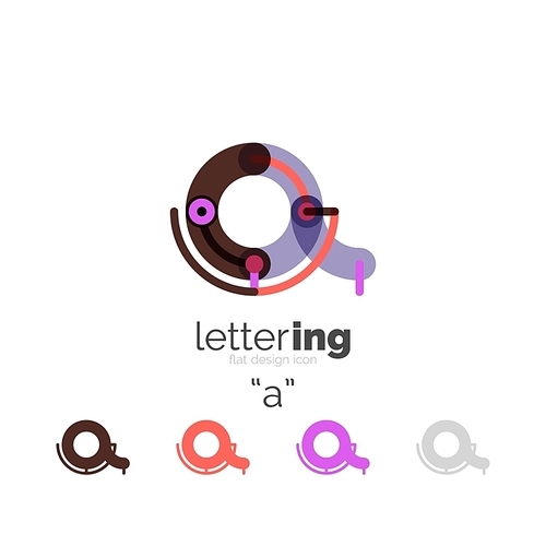 Letter logo line concept isolated on white. Connected color segments ...