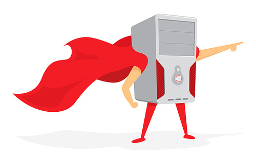 Cartoon illustration of super computer hero saving the day | 유토이미지 | 상세 ...